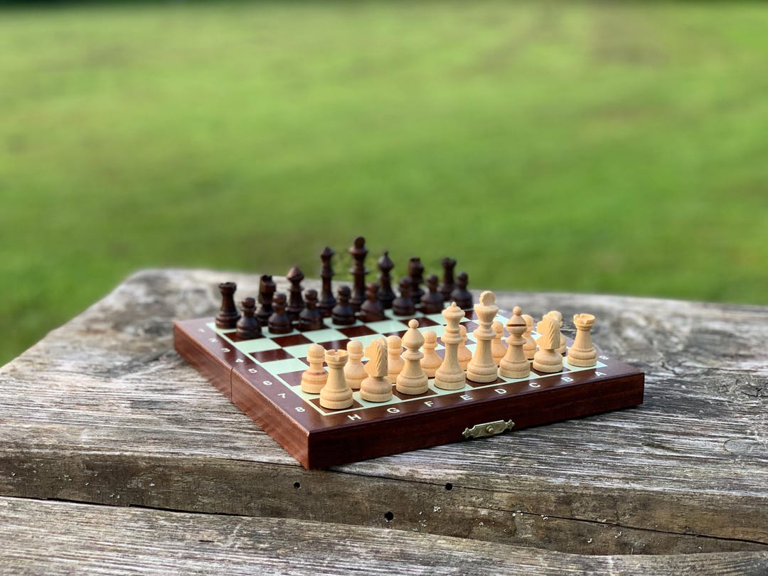 Mini Chess Set | Travel Chess | Magnetic Wooden Chessboard 7.8" (20cm ...