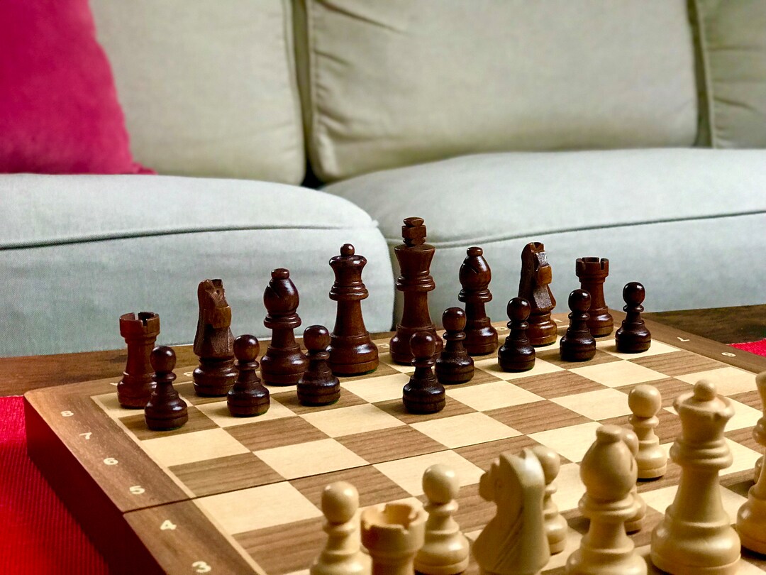Wooden Chess. Medium Sized Chessboard Set, Handcrafted From Walnut ...