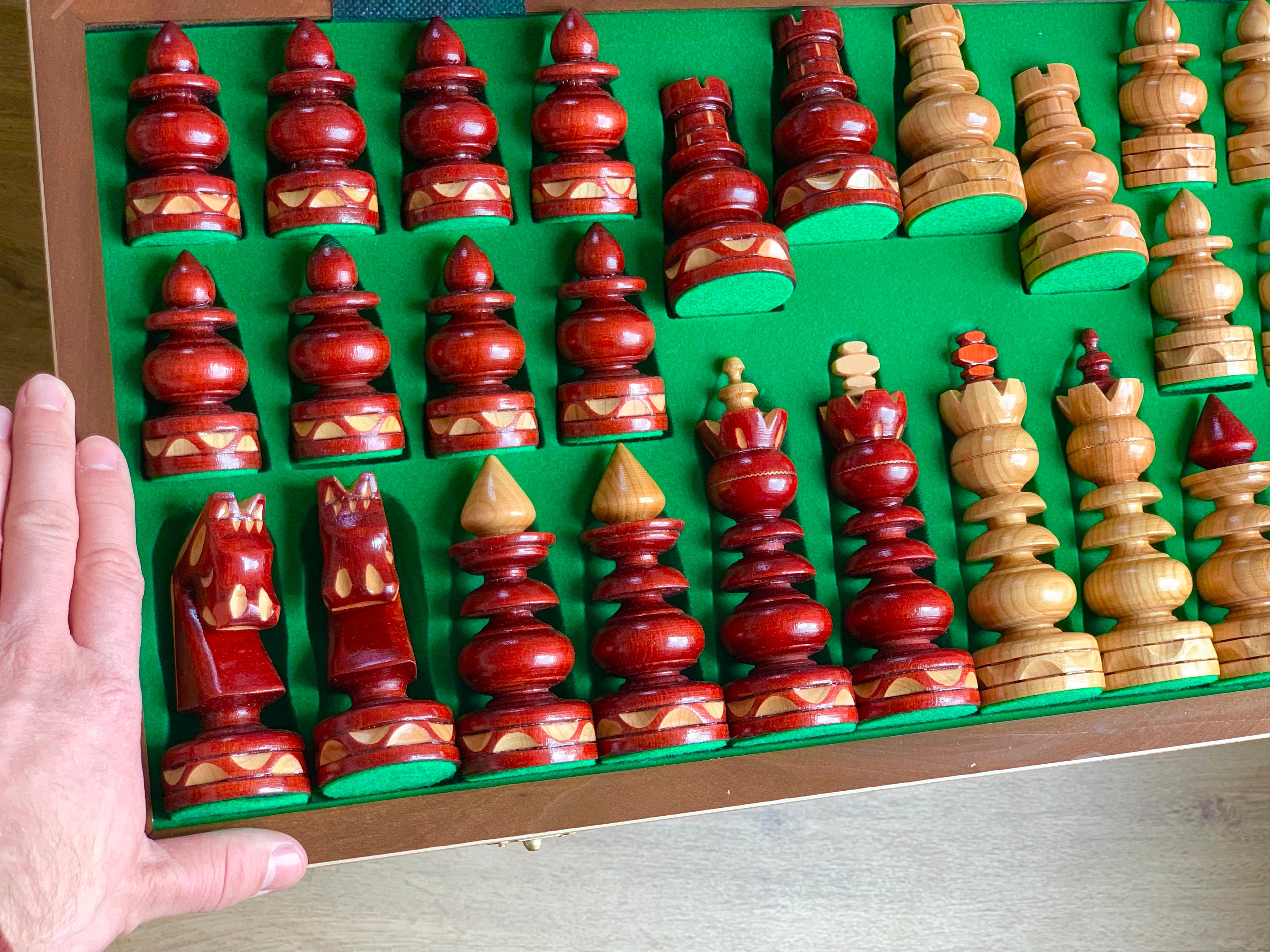 Large Wooden Chess Board and Pieces, Luxury Chess Set of Cherry ...