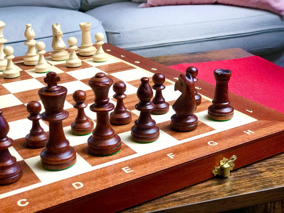 Large Professional Chessboard Gift for Father. Wooden Handmade Chess ...