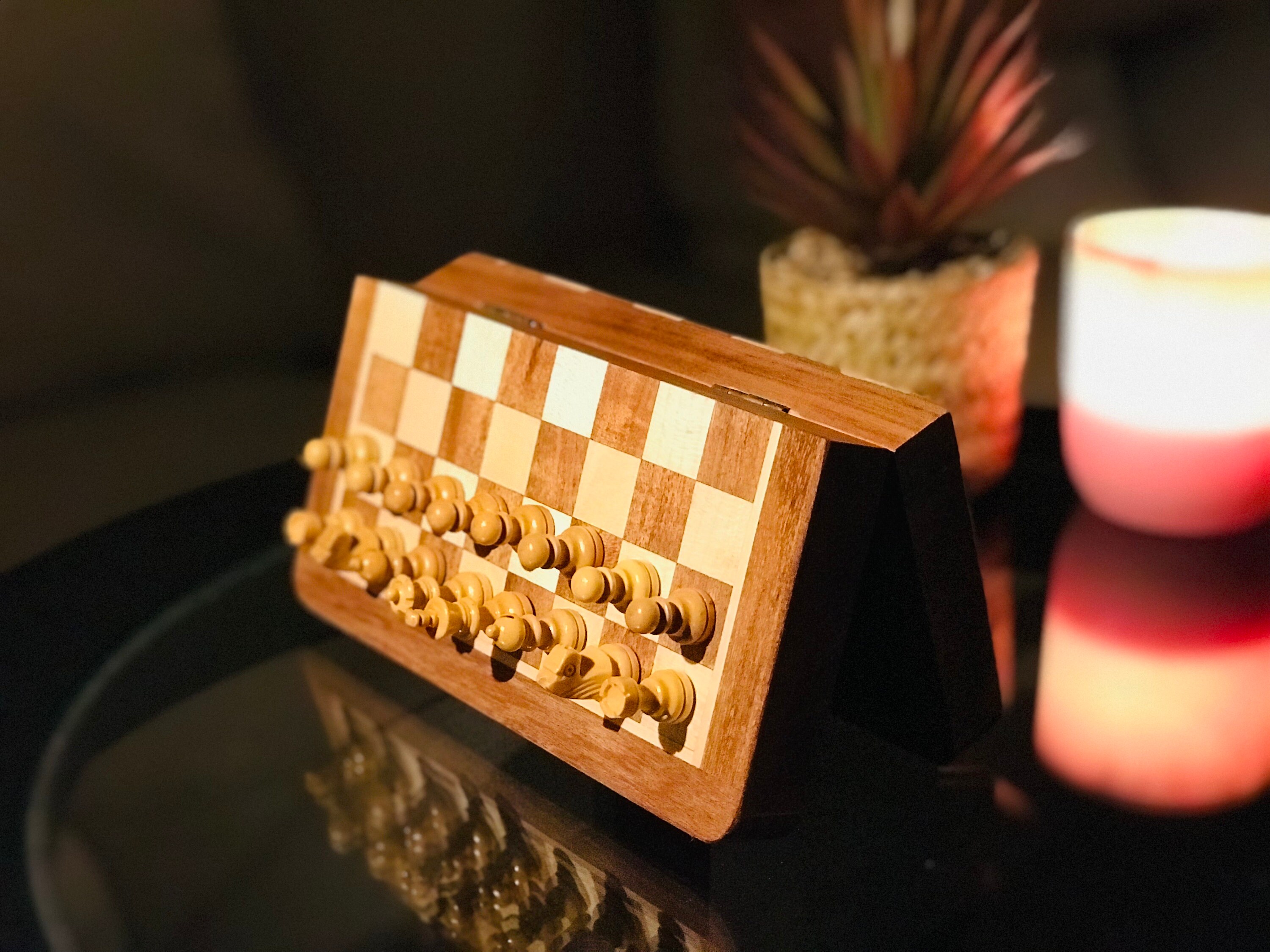 Magnetic Handmade Wooden Mini Chess Set, Unique Small Magnetic Chess ...