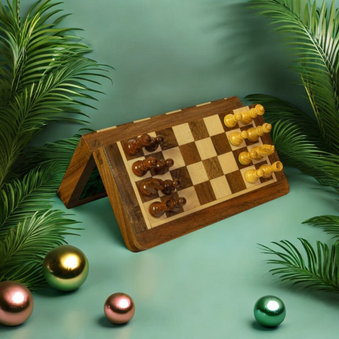 Handmade Magnetic Wooden Mini Chess Set 7.3x7.3x0.8in - Etsy