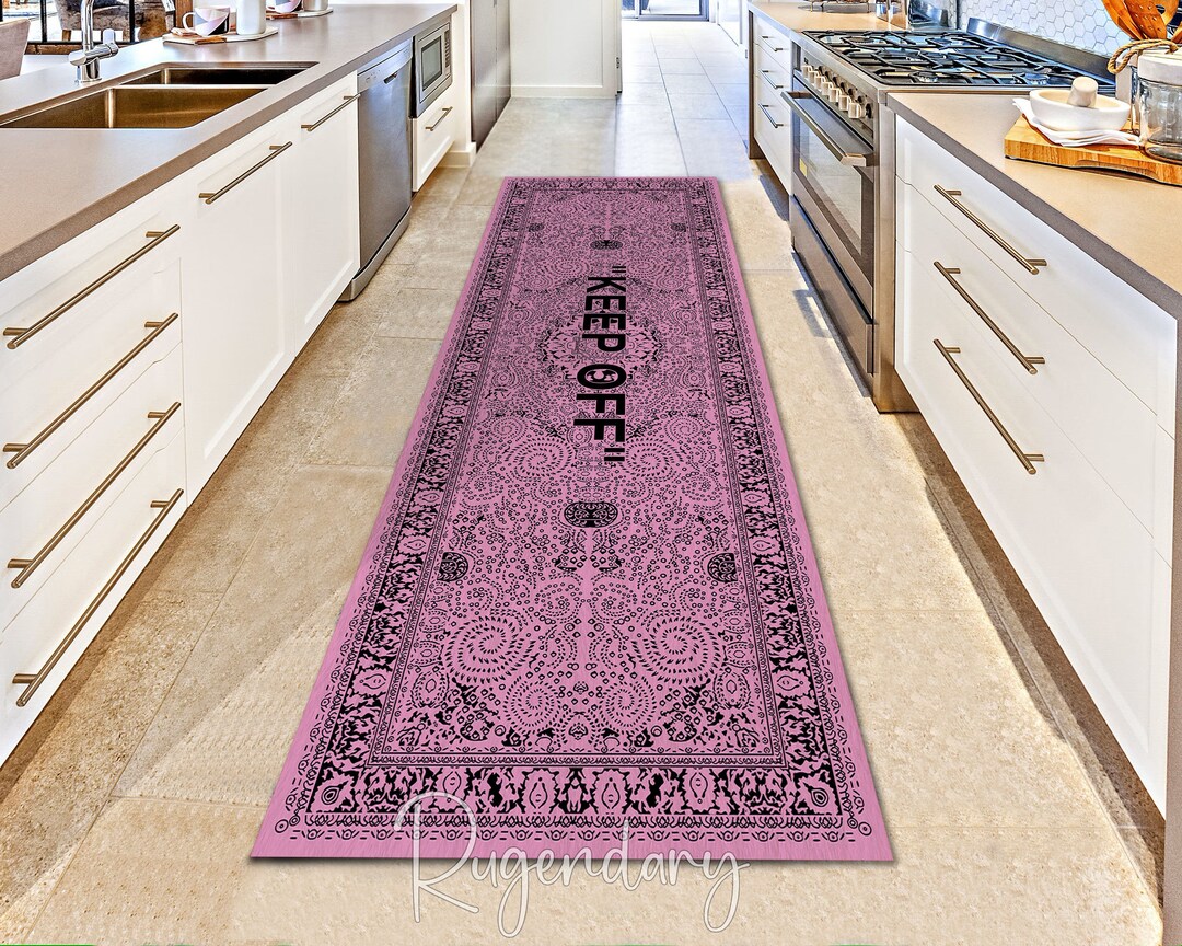 Pink and Black Color Keep off Rug, Cool Runner Rug for Bedroom, Kitchen ...