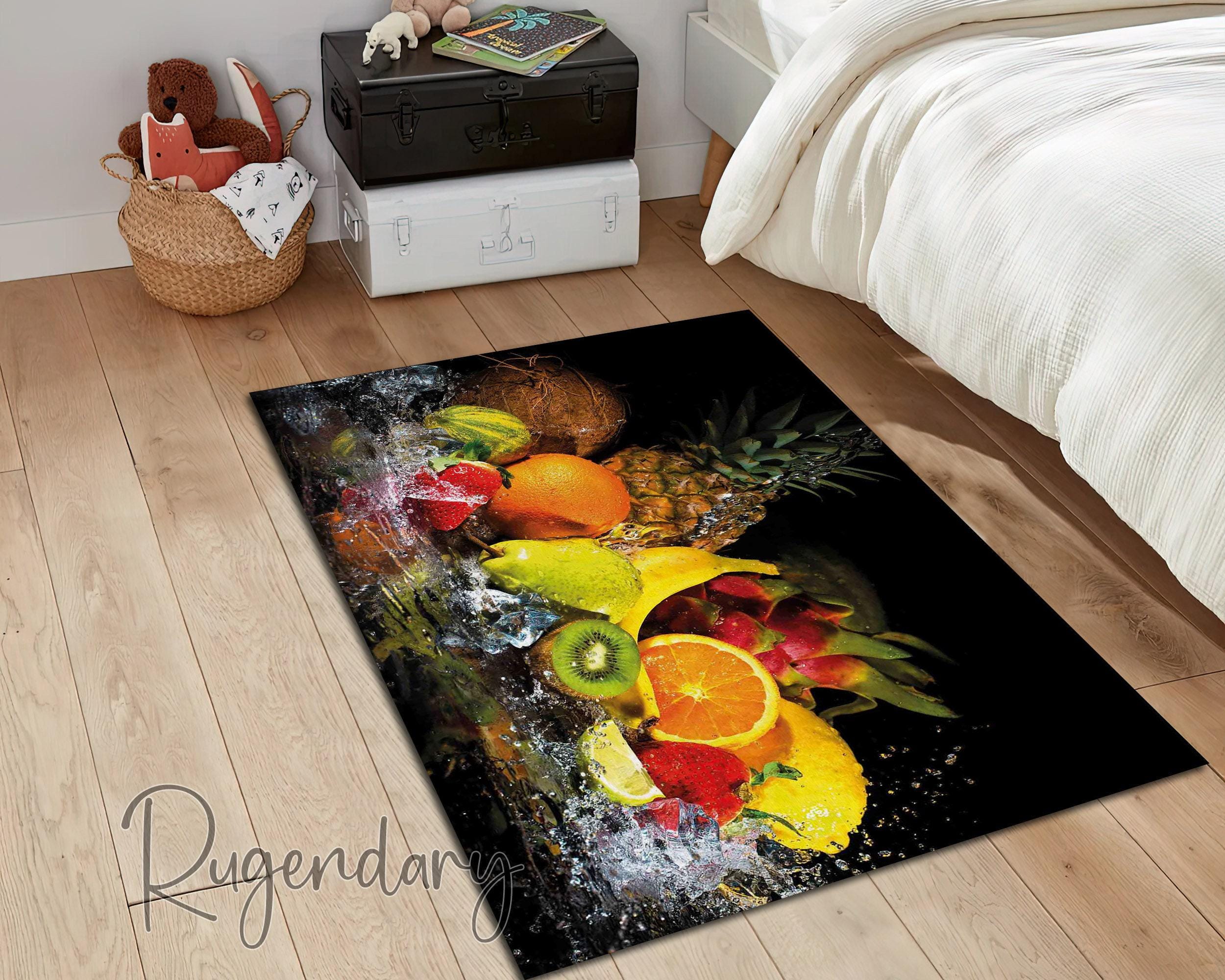 Fruit Themed Rug, Kitchen Carpet, 3D Fruits Printed Mat, Dining Room ...