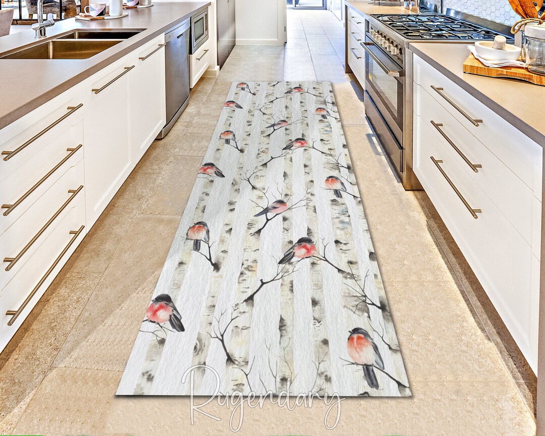 Forest and Birds Themed Cute Runner Rug for Kitchen, Bedroom, Hallway ...