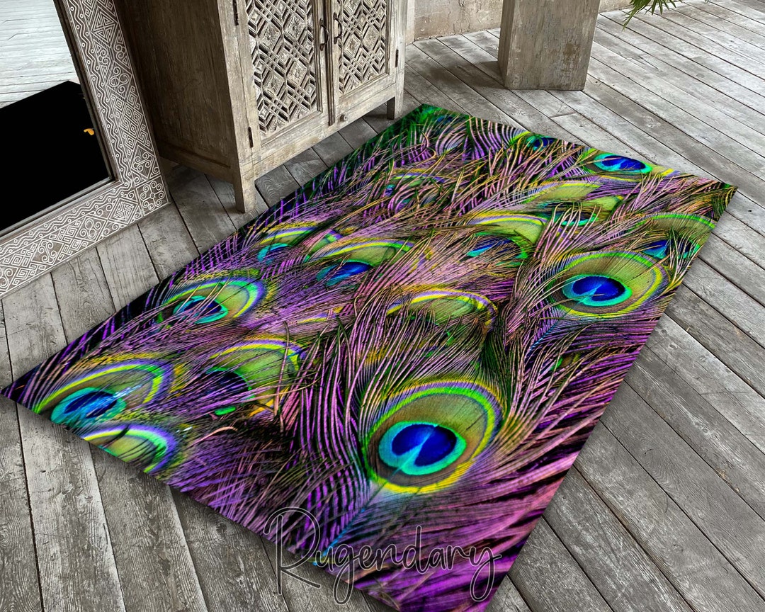 Peacock Feather Rug, Modern Carpet, Living Room Decor, Animal Rug ...