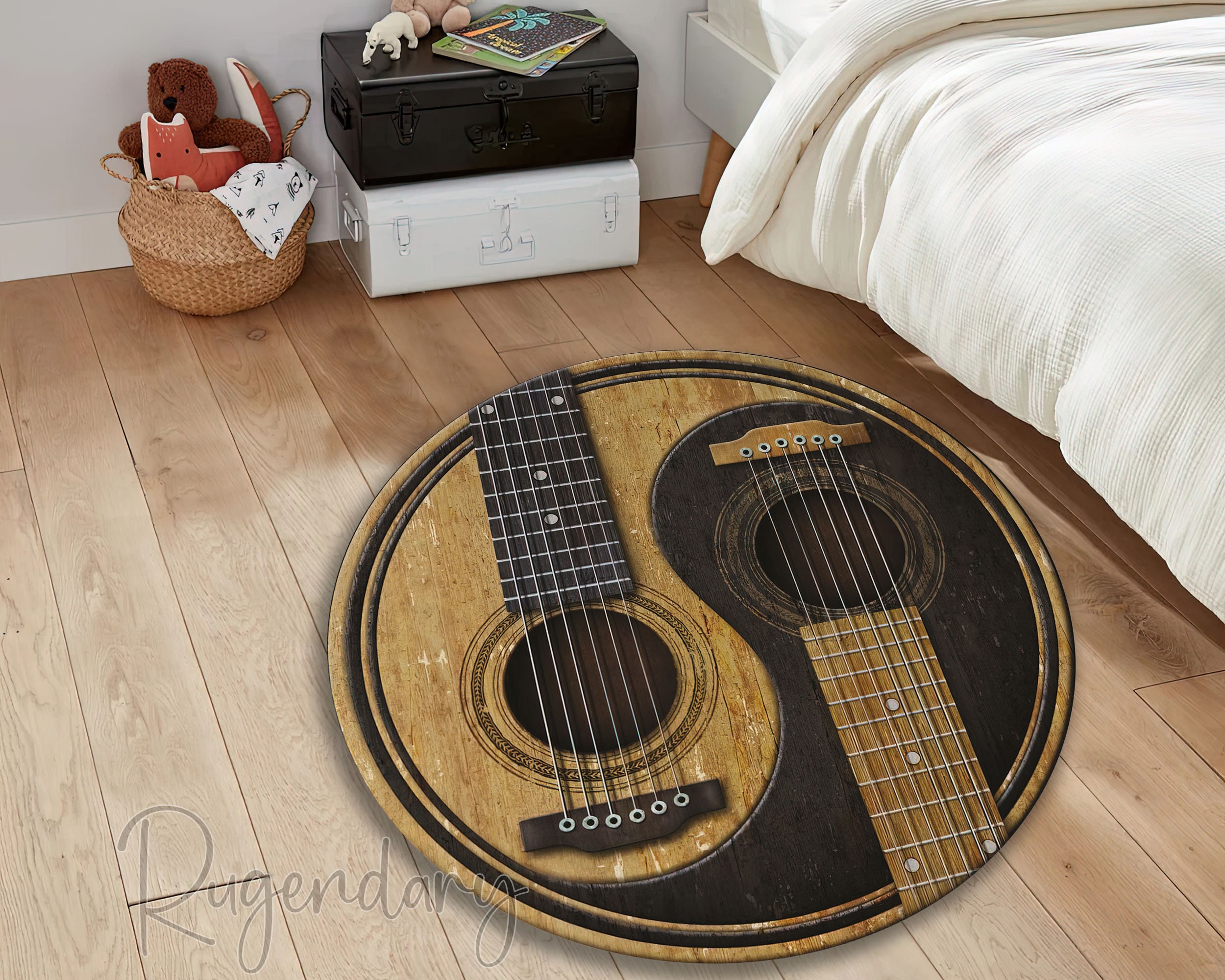 Guitar Rug, Yin Yang Themed Music Room Carpet, Instrument Mat ...