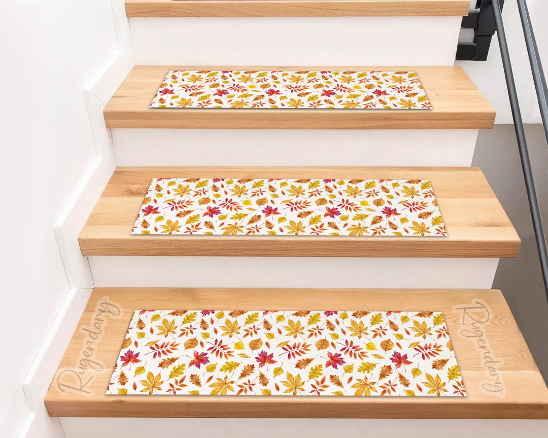Autumn Leaves Pattern Stair Rug, Stair Treads Carpet, Boho Style Step ...