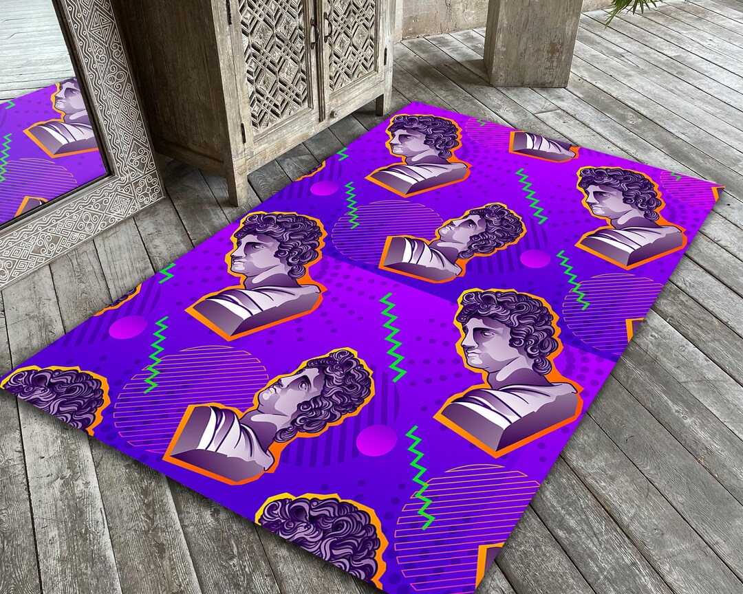Pop Art Greek Statue Rug - Colorful Retro Floor Mat - Etsy