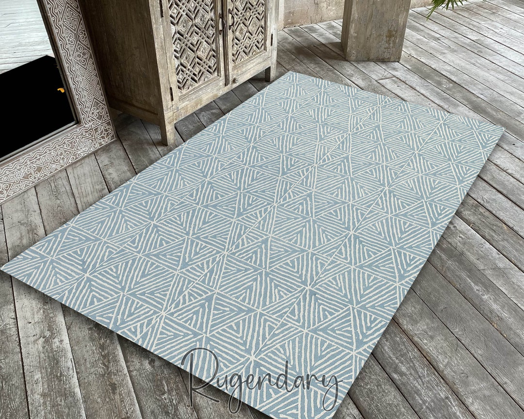 Geometric Motif Rug, Boho Style Carpet, Living Room Mat, Bohemian Decor ...
