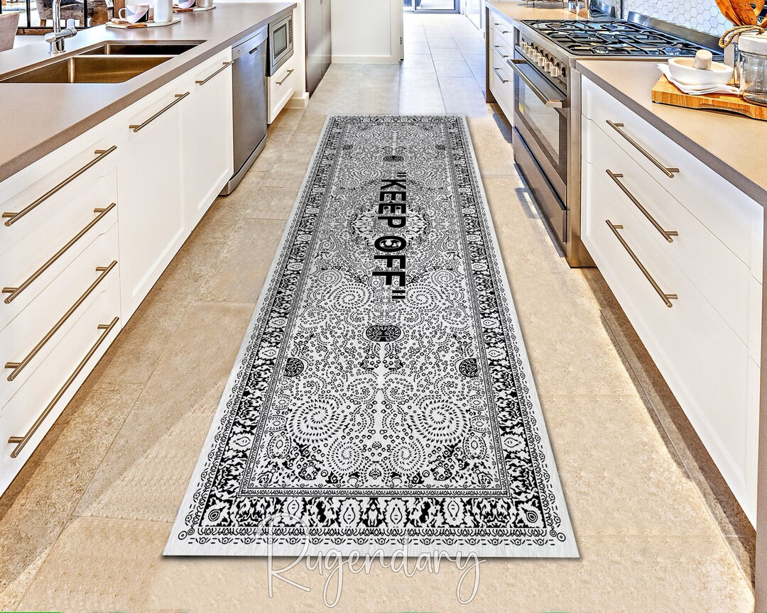 Black and White Keep off Runner Rug, Cool Rug for Men’s Bedroom ...