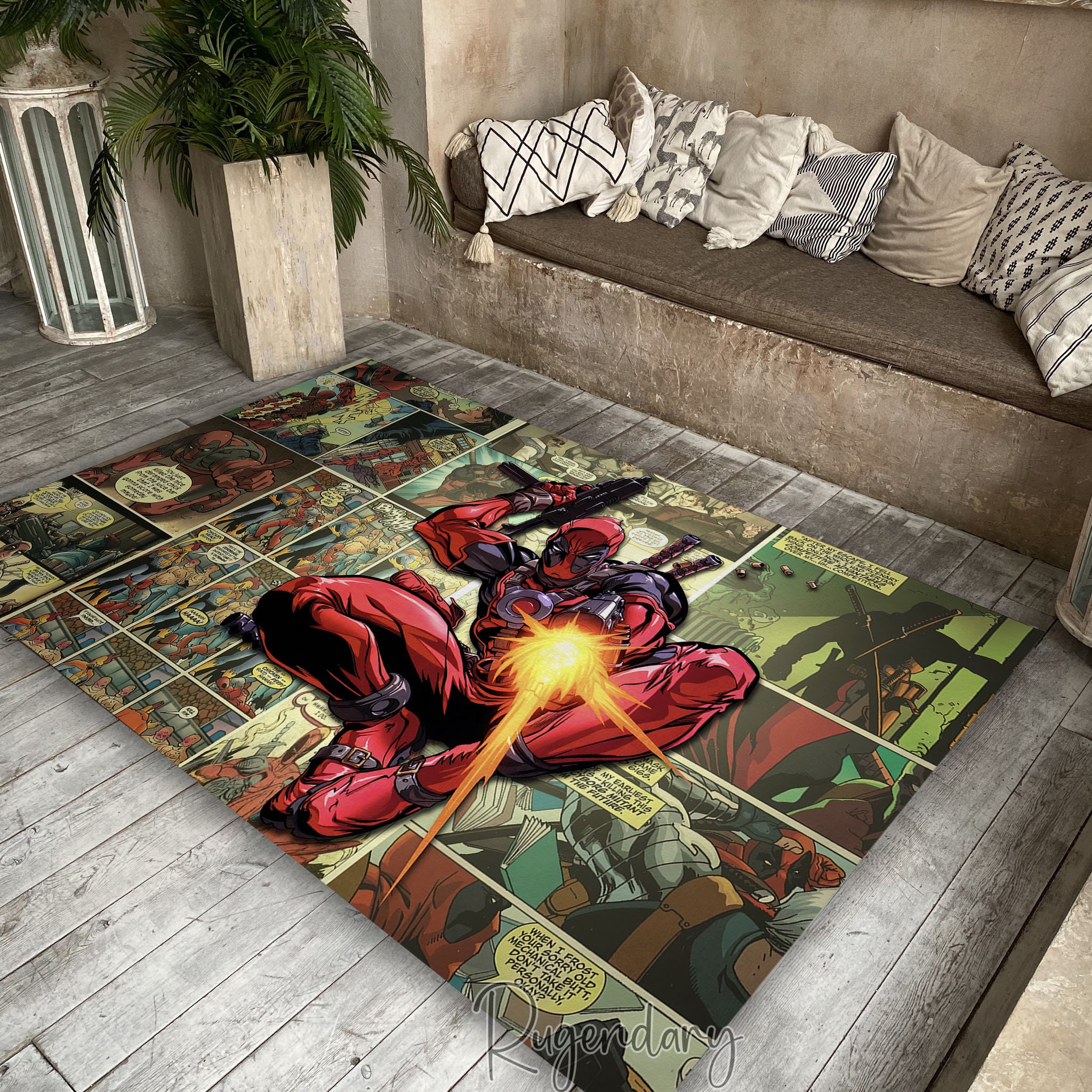 Deadpool Cartoon Rug Comic Book Rug Dorm Mat Marvel Decor - Etsy