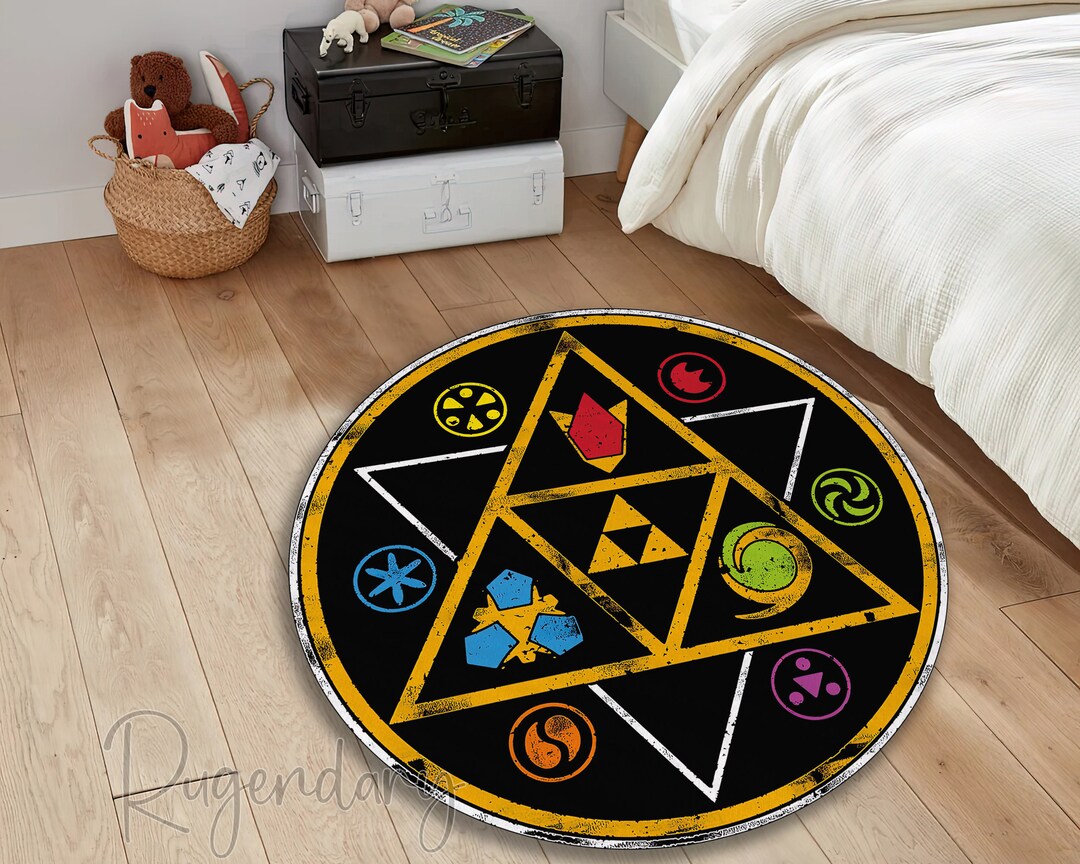 Legend of Zelda Rug, Round Zelda Symbols Rug, Zelda Gaming Mat, Gamer ...