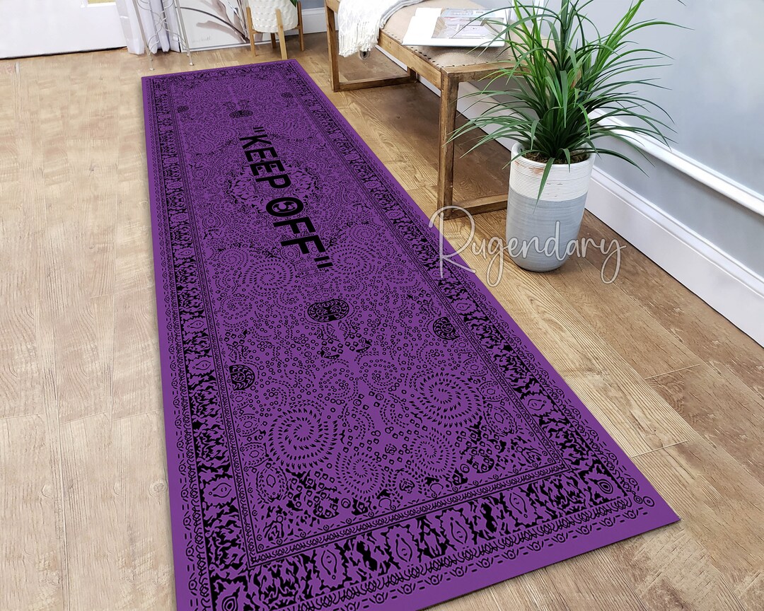Keep off Rug, Black and Purple Color Modern Area Rug, Cool Runner Rug ...