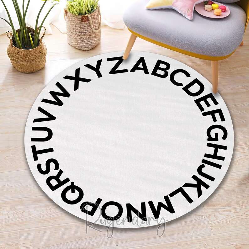 Alphabet Round Rug ABC Carpet Educational Mat Nonslip Soft - Etsy