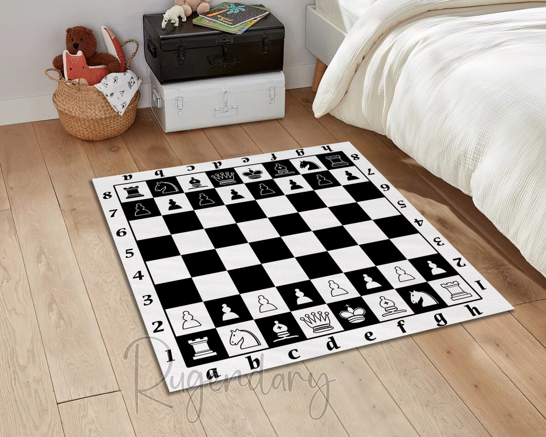Chess Board Rug, Decorative Chess Carpet, Nonslip Soft Area Mat for ...