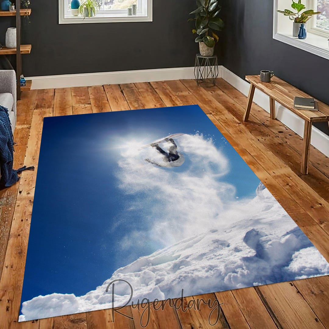 Skier Themed Rug, Snow Printed Carpet, Winter Decor, Sport Mat - Etsy UK