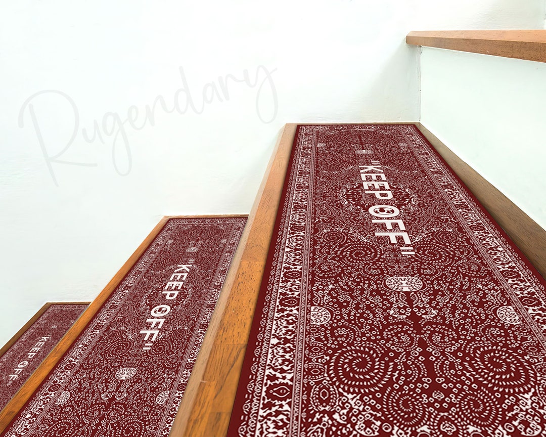 Burgundy Color Keep off White Stair Rug, Keep off Stair Carpet, Sneaker ...