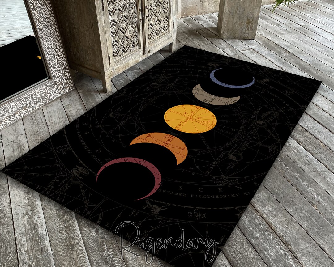 The Phases of the Moon Rug, Mystic Carpet, Mediation Mat, Moon Night ...
