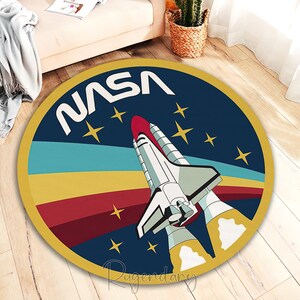 NASA Spaceship Rug, Cartoon Spacecraft Carpet, Round Soft Area Mat ...