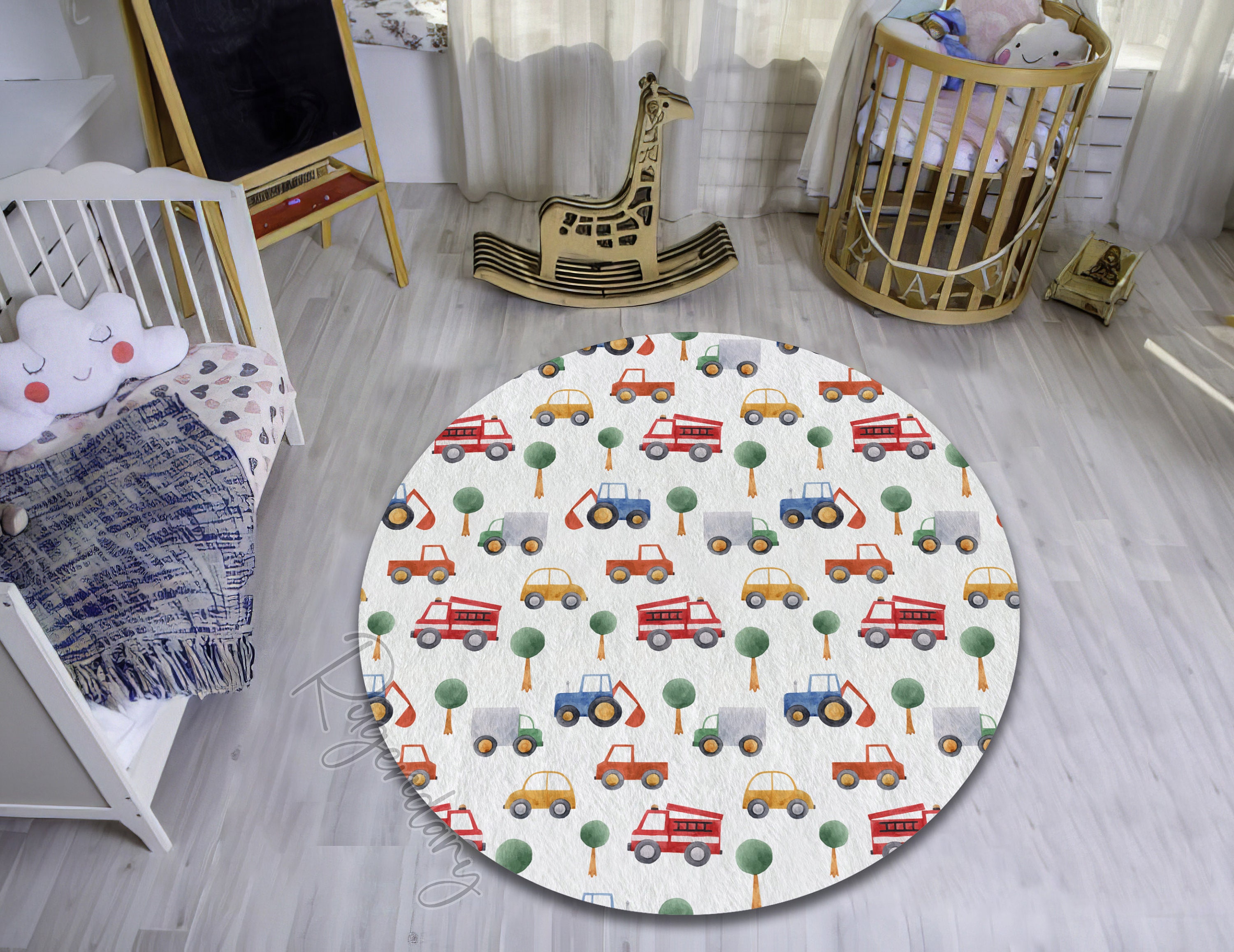 Baby Car Vehicle Rug Firetruck Pattern Carpet Children Room - Etsy