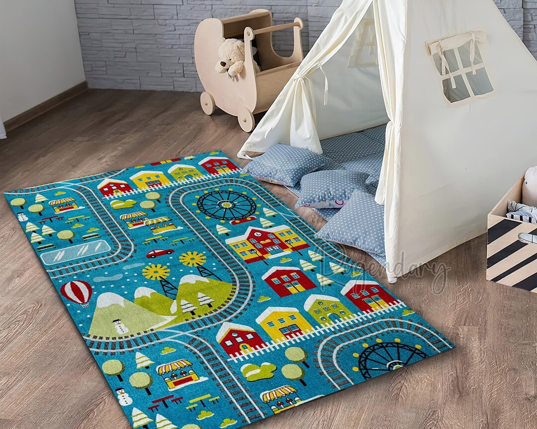 Soft Carpet for Kids Room, City Road Map Rug, Toddler Mat, Nursery ...