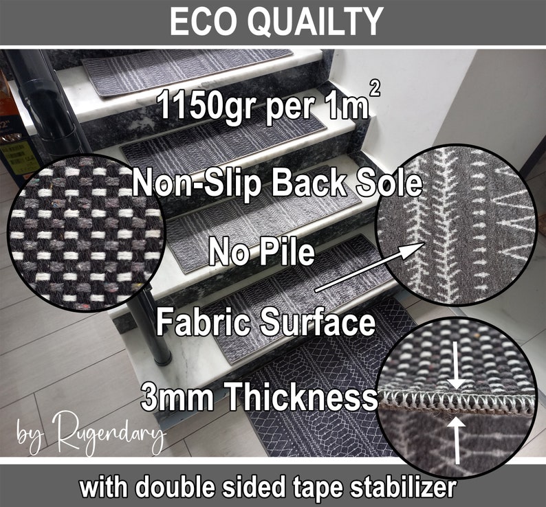 Floral Pattern Stair Rug, Stair Treads Carpet, Non-slip Backing, Thick ...