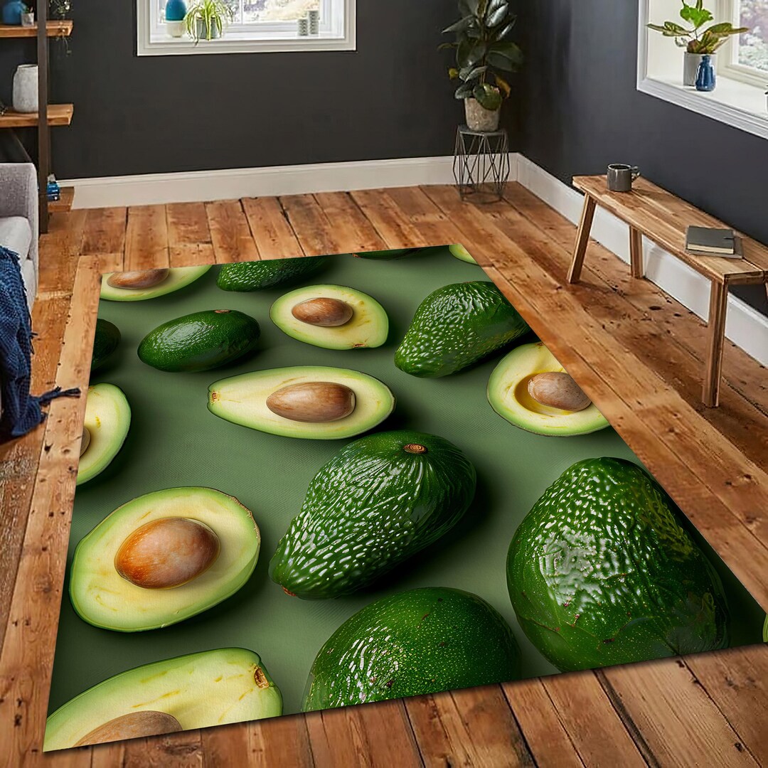 Avocado Rug Tropical Fruit Kitchen Runner Colorful Area Rug Modern Home ...