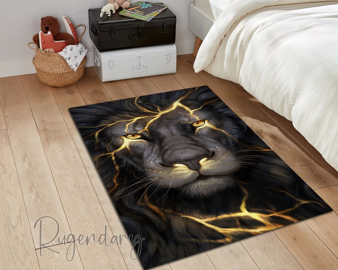 Lion Rug, Unique Color Decorative Carpet, Living Room Rug, Kitchen Mat ...