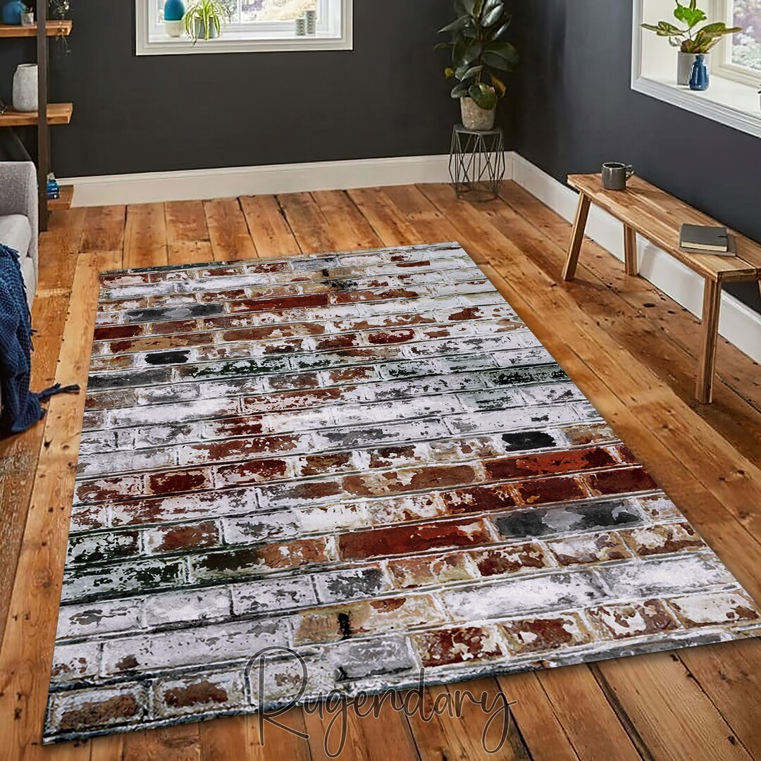 Brick Wall Rug, Street Decor, Living Room Rug, Dorm Carpet, Teenage ...