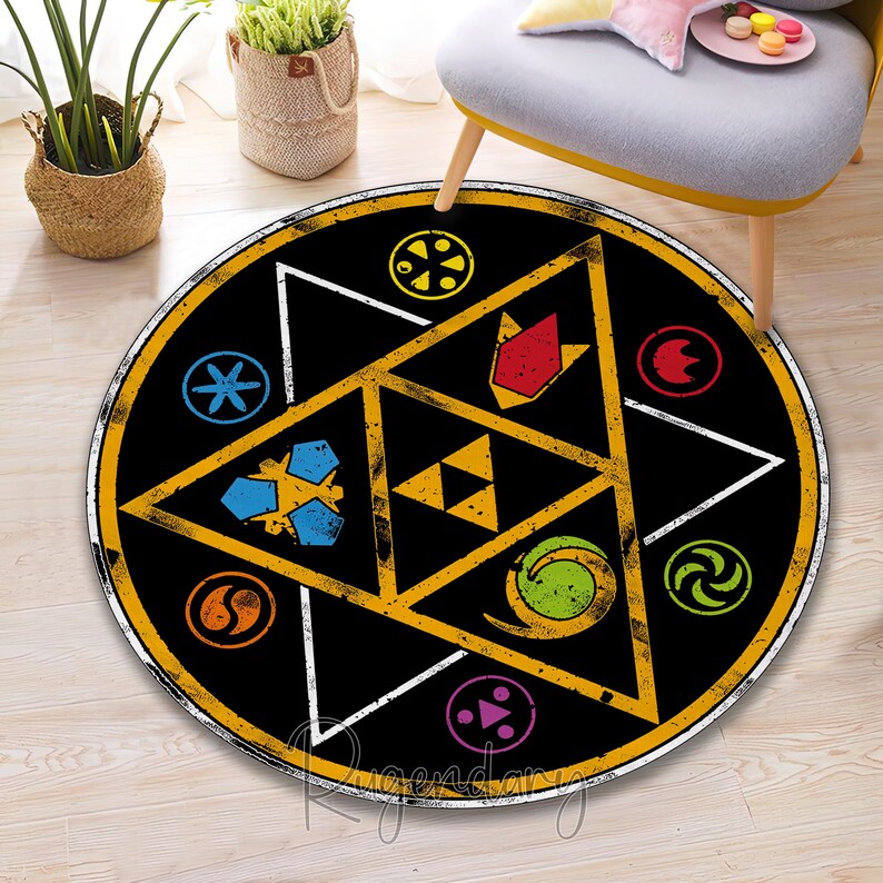 Legend of Zelda Rug, Round Zelda Symbols Rug, Zelda Gaming Mat, Gamer ...