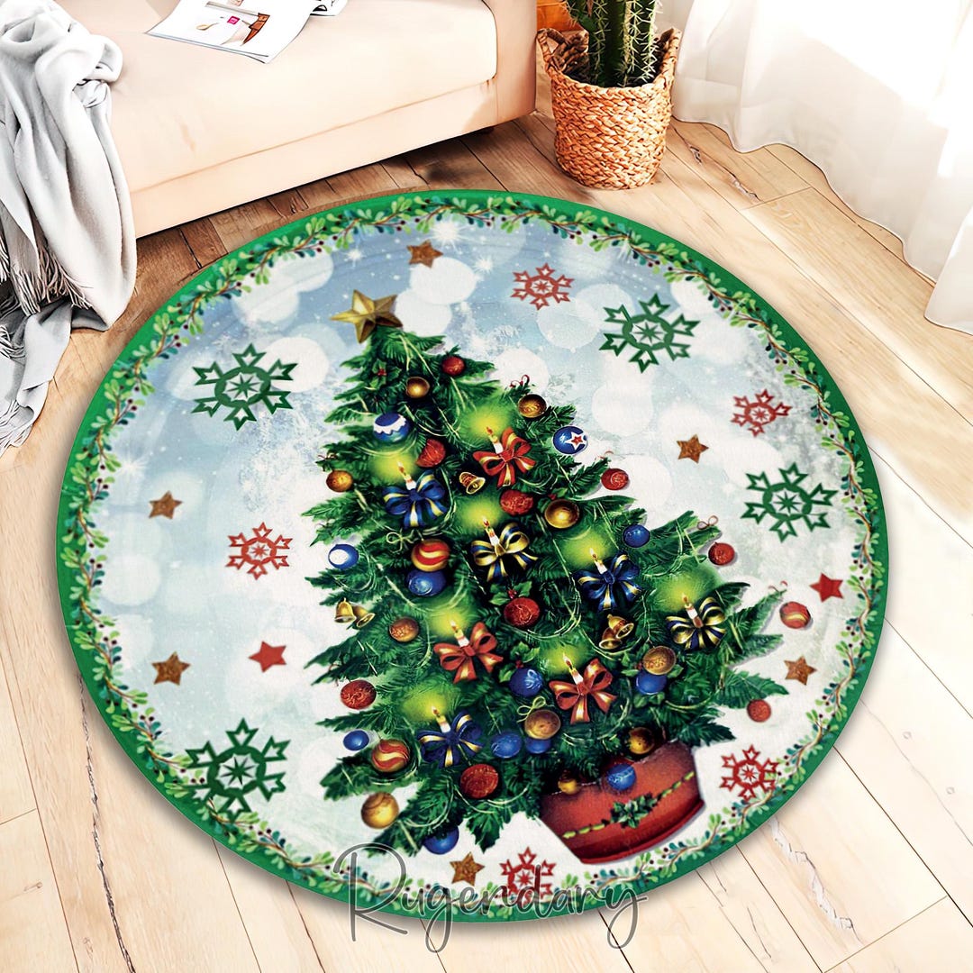 Xmas Tree Rug, Christmas Tree Carpet, Xmas Round Mat, Christmas ...