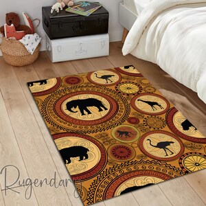 Safari Animal Rug, Ethnic Carpet, Tribal Decor, Living Room Rug, Motif ...