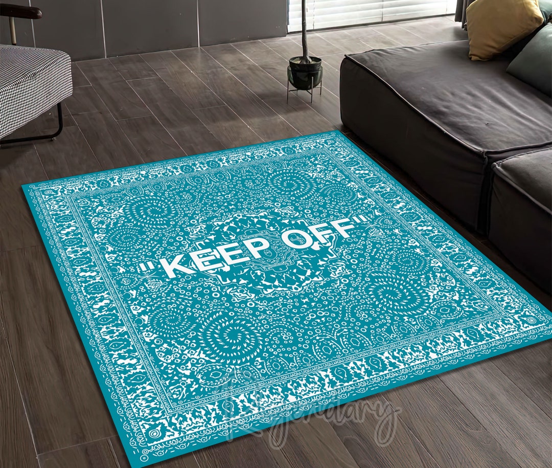 Blue Keep off White Square Rug, Keep off Carpet, Keepoff Rug, Cool Rug ...