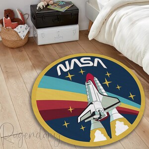 NASA Spaceship Rug, Cartoon Spacecraft Carpet, Round Soft Area Mat ...