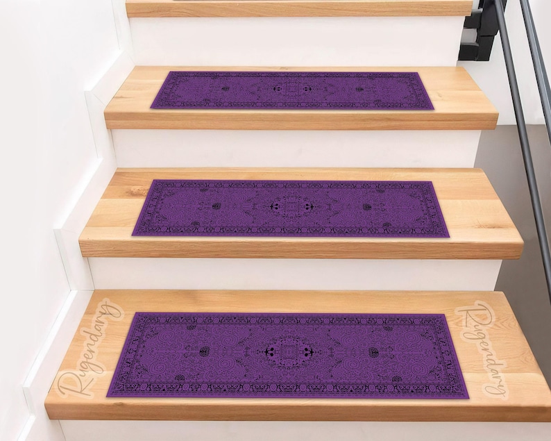 Purple Stair Tread Rug: Oriental Style, Non-slip, Machine Washable - Etsy