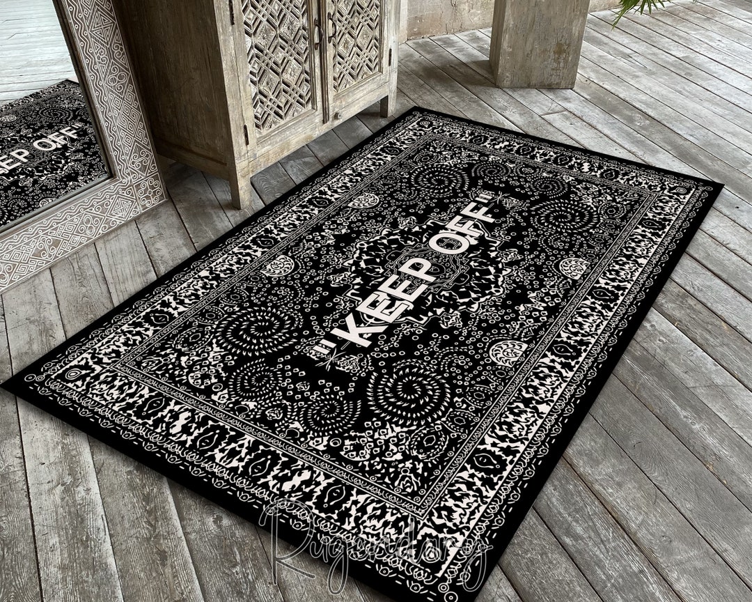 Black and White Keep off Rug, Modern Area Rug for Living Room, Cool ...