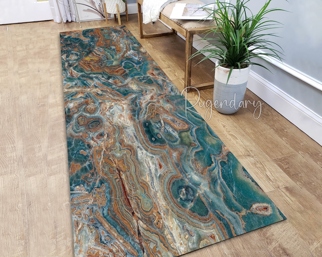 Marble Stone Pattern Kitchen Runner Rug, Ceramic Tile Rug, Decorative ...