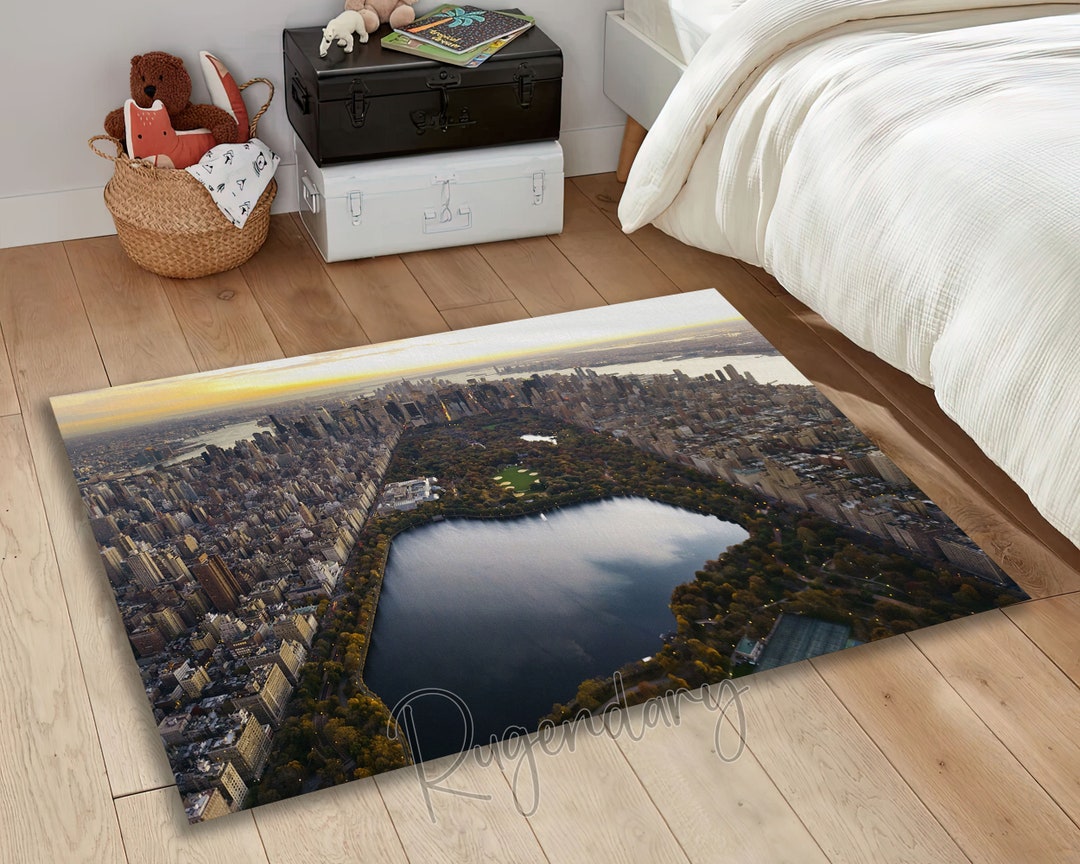 New York City Rug, Central Park Landscape Carpet, Nonslip Floor Mat for ...