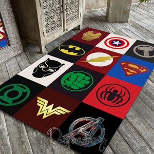 Marvel Superhero Logo Rug Super Hero Carpet Kids Carpet - Etsy