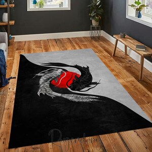 Yin Yang Symbol Rug, Koi Fish Carpet, Yoga Mat, Mediation Decor ...