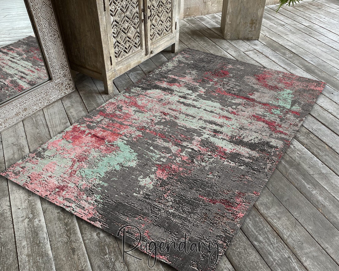 Colorful Modern Living Room Carpet, Vibrant Contemporary Area Rug ...