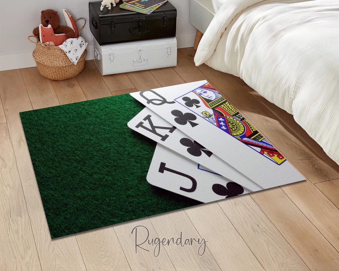 Playing Cards Themed Rug, Casino Style Carpet, Poker Area Mat, Game ...