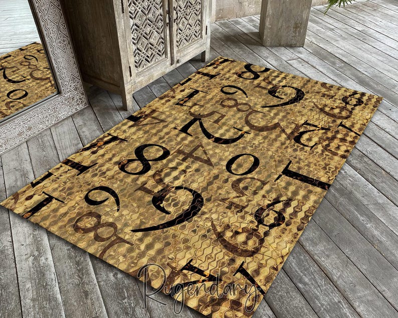 Retro Numbers Rug, Office Decor, Teenage Room Mat - Etsy