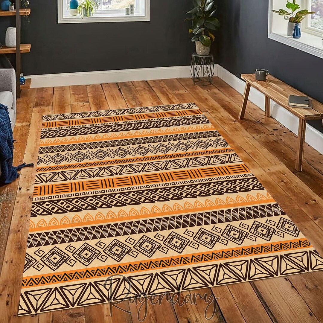 Tribal Pattern Rug, Africa Motif Carpet, Decorative Home Decor, Ethnic ...