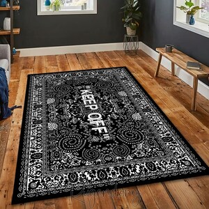 Black and White Keep off Rug, Modern Area Rug for Living Room, Cool ...