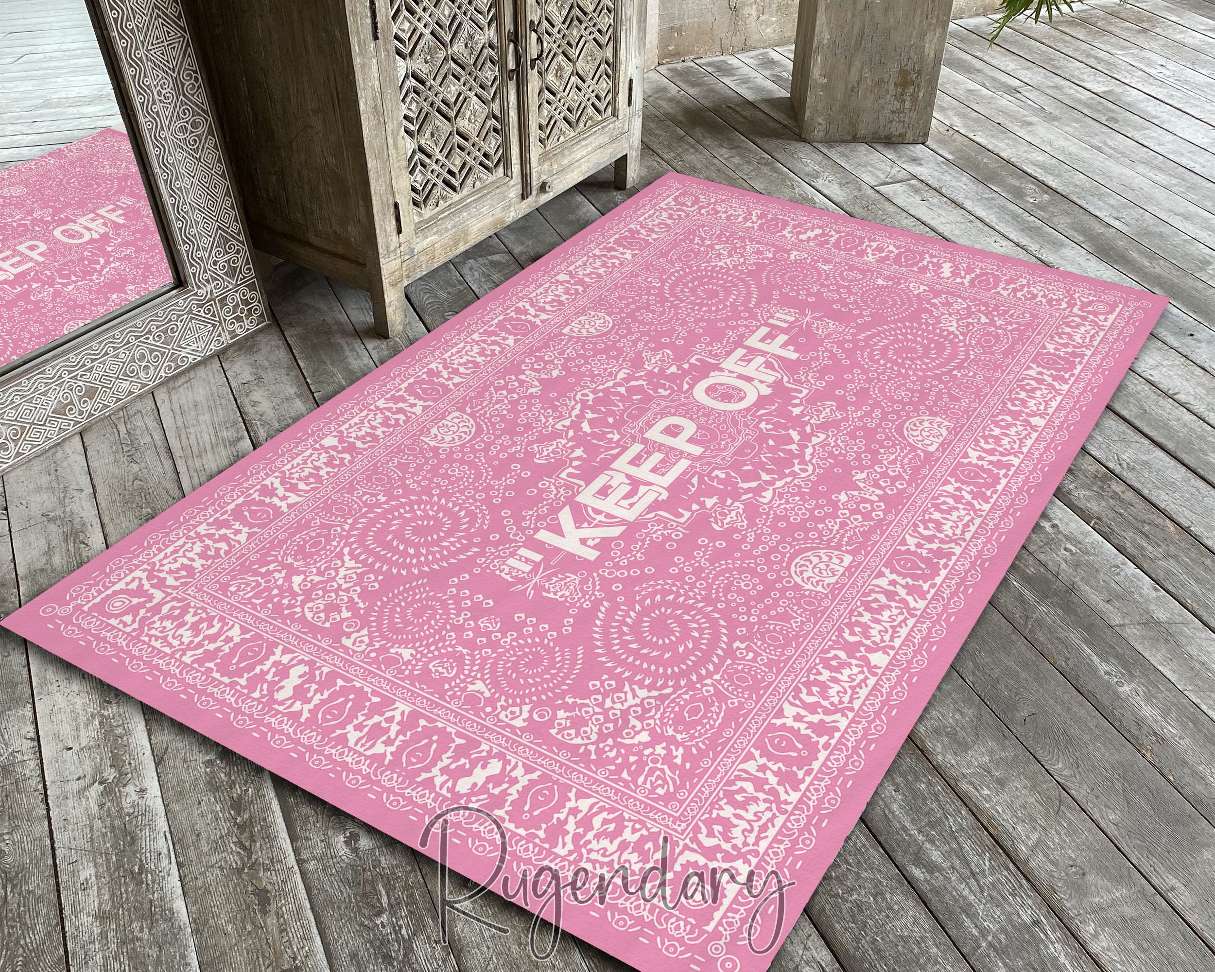 Pink and White Color Keep off Rug for Girl Room, Cool Hypebeast Area ...