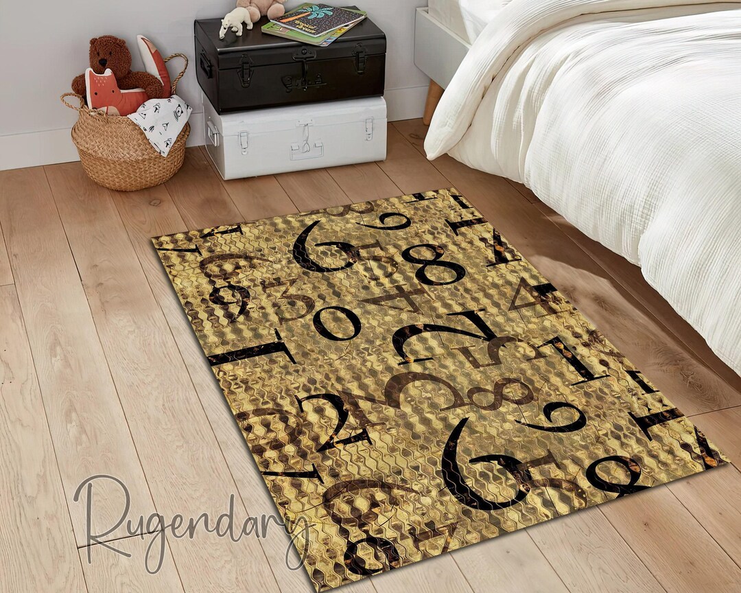 Retro Numbers Rug, Office Decor, Teenage Room Mat - Etsy