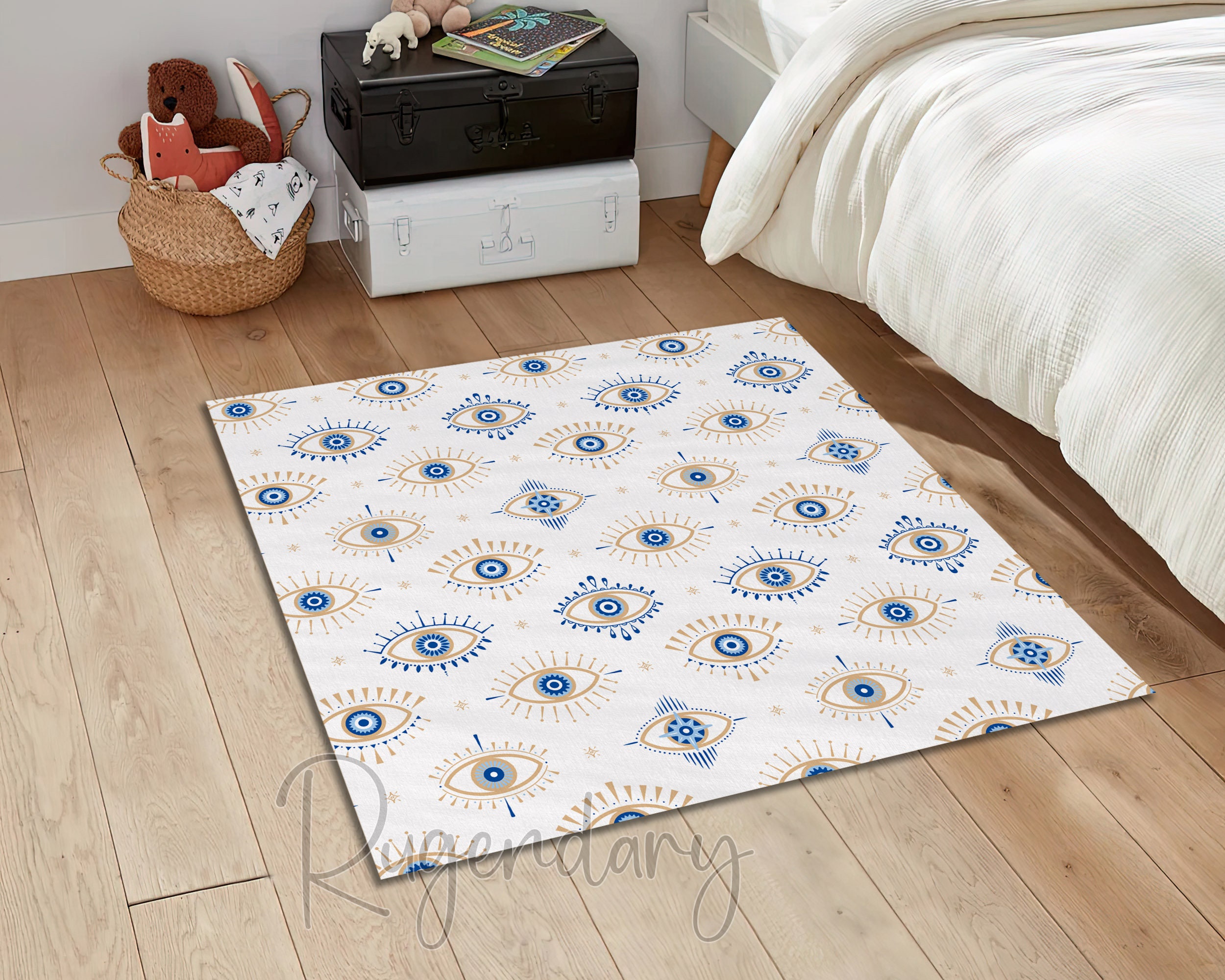 Evil Eye Rug, Line Art Carpet, Occult Symbol Rug, Hamsa Eye, Blue ...