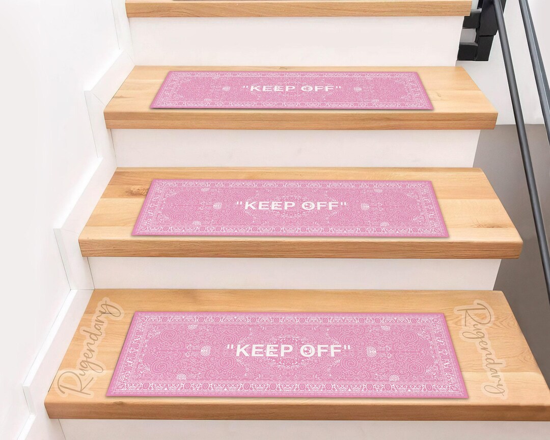 Pink Keep off Stair Rug, Nonslip Backing Stair Tread Carpet, Pink Step ...